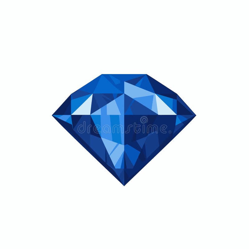 Bright Blue Diamond with Geometric Facets on a Plain White Background ...