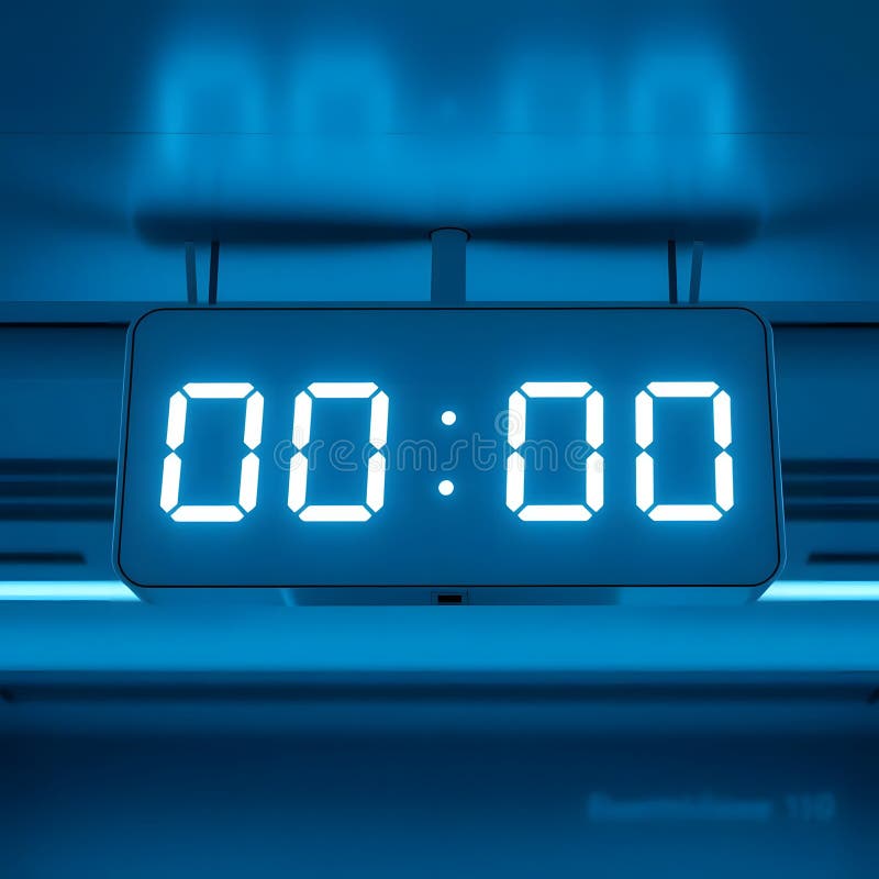Bright Blue Digital Clock Displaying Zero Hour in a Contemporary ...