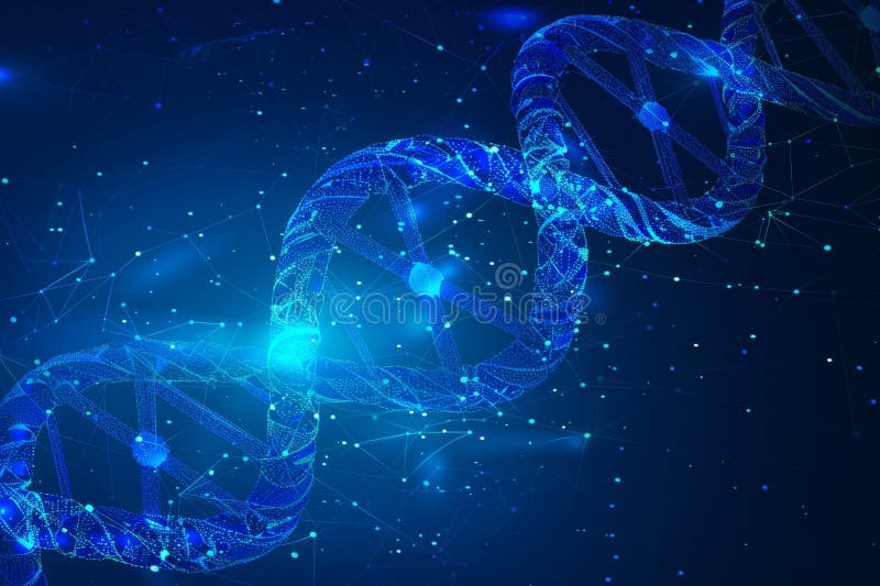 Bright Blue DNA Helix with Deep Space Background, Symbolizing the Vast ...