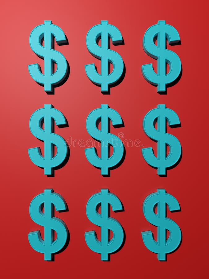 Sky Blue 3d Dollar Symbol. Metal Font with Glossy Reflections and ...