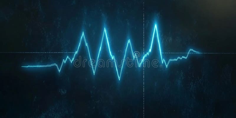 Bright Blue EKG Graph Ending in Flatline on Dark Grid Backdrop, Minimalist Vector Illustration ...