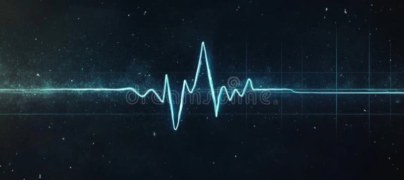 Bright Blue EKG Graph Ending in a Flatline on a Dark Grid Backdrop ...