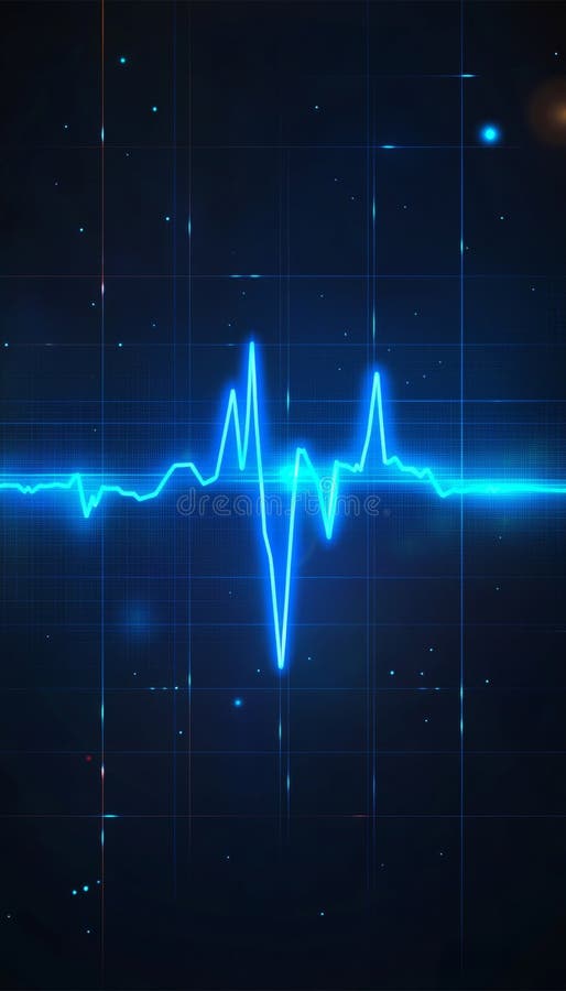Bright Blue EKG Graph with a Flatline, Minimalist Vector Illustration ...