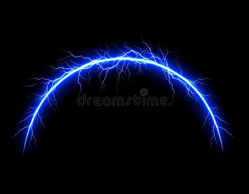Bright Blue Electric Arc Glowing in Dark Background Stock Illustration ...