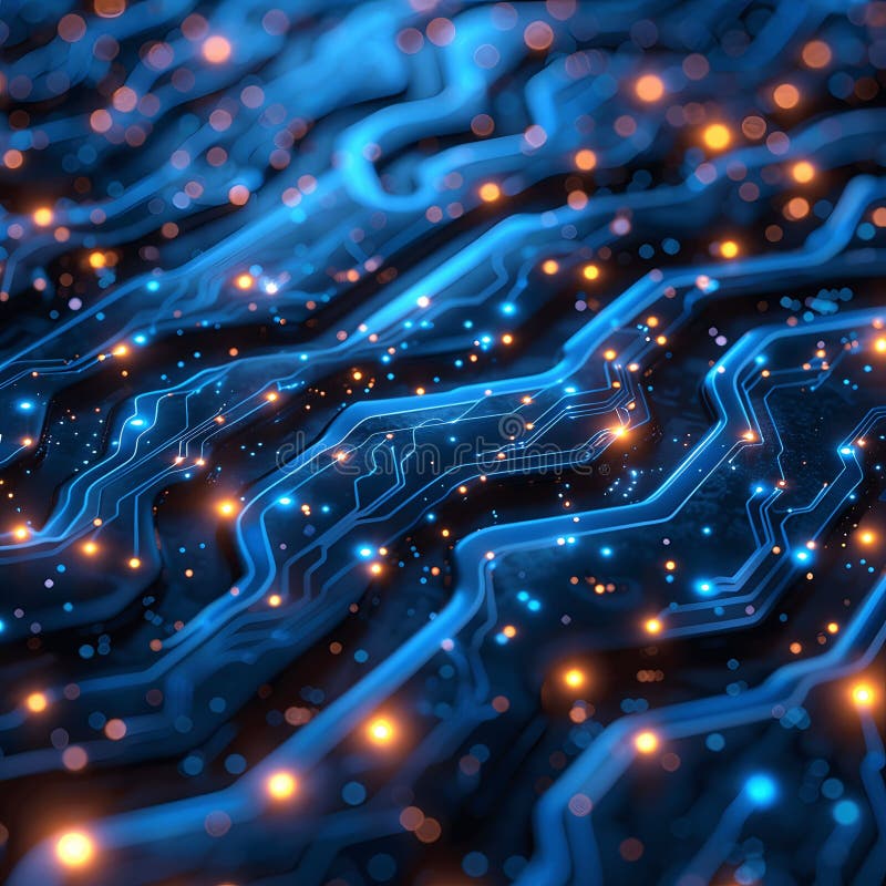 Bright Blue Electric Flows, Tech Design. Stock Illustration ...