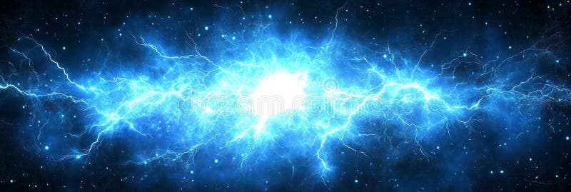 Bright Blue Electrical Lightning Strike Background, Plasma Energy in ...