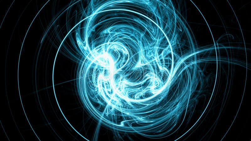Bright Blue Electromagnetic Field in Space Isolated on Black Background ...
