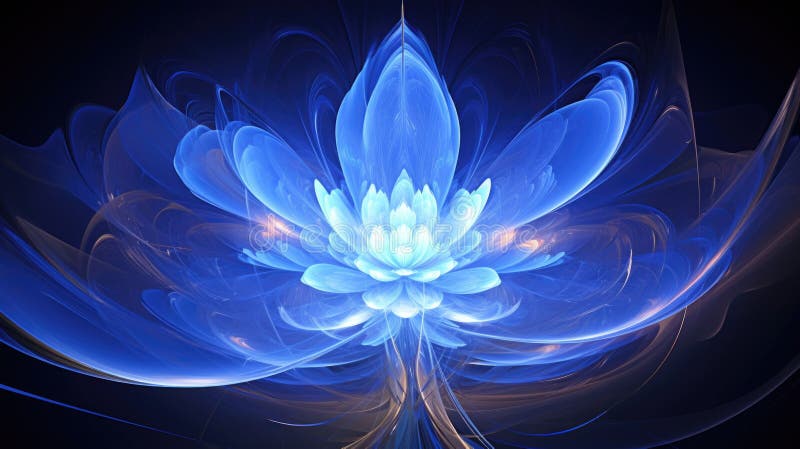 Bright Blue Energy Fractal Flow, Abstract Illustration Stock ...