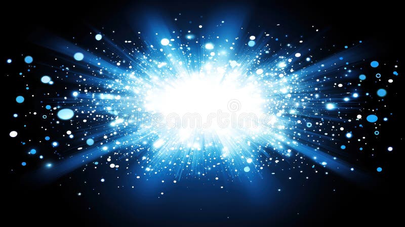 Bright Blue Explosion of Light with Sparkling Particles and Rays Stock ...