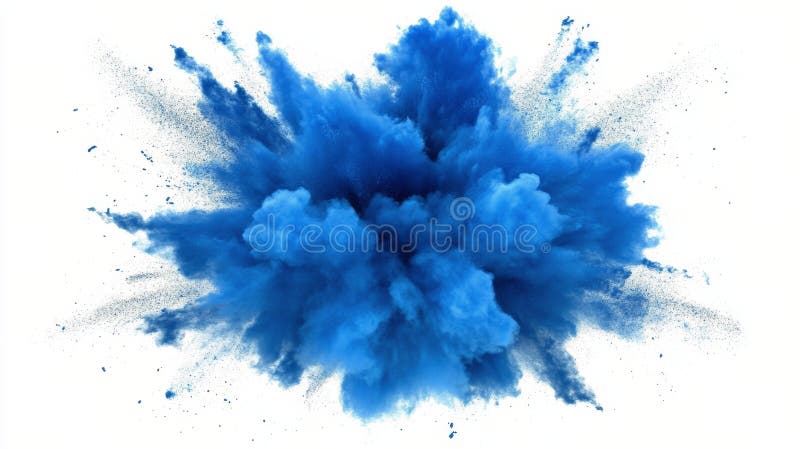 Bright Blue Explosion of Powder Creating Dynamic Cloud Effects in a ...