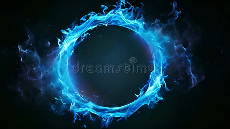 Ring of Blue Fire on Black Background Stock Video - Video of glowing ...