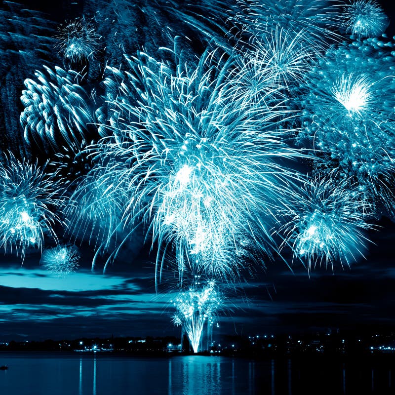 Blue Firework in a Night Sky Stock Photo - Image of blue, magic: 31616740