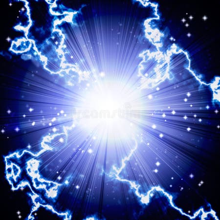 Bright Blue Flash with Lightning Stock Illustration - Illustration of ...