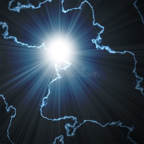 Bright Blue Flash with Lightning Stock Illustration - Illustration of ...