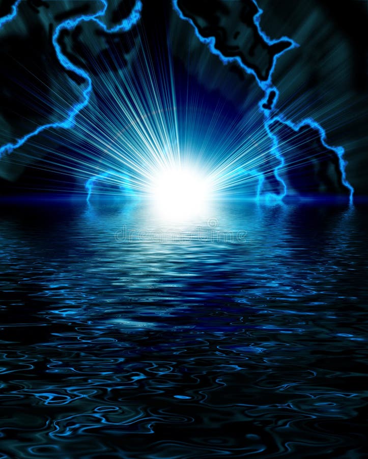 Bright Blue Flash with Lightning Stock Illustration - Illustration of ...