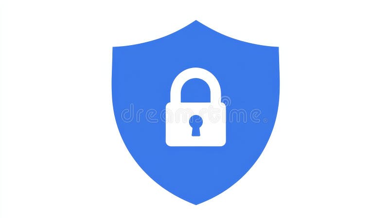 Bright Blue Flat Shield Icon Central Lock Symbolizing Basic ...