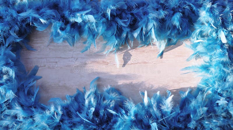 Bright Blue Fluffy Frame on a Light Background of Bird Feathers Stock ...
