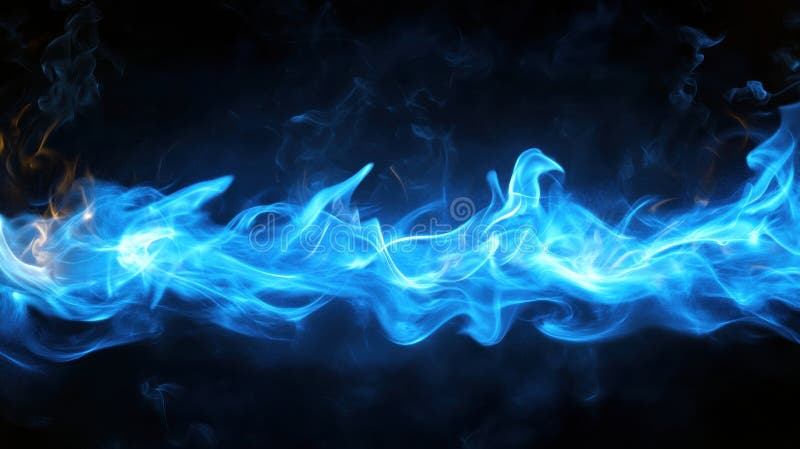 Bright Blue Gas Flame Dancing Against a Dark Background Creating an Enchanting Visual Effect ...