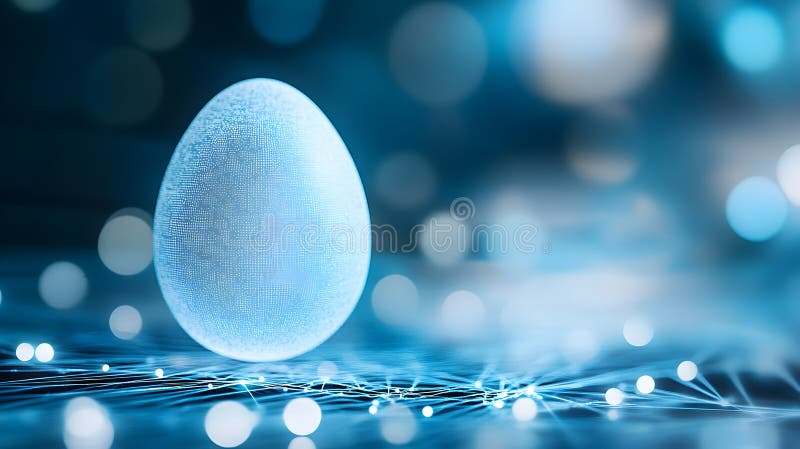 Bright Blue Glowing Egg with Futuristic Cyber Network Structure on ...