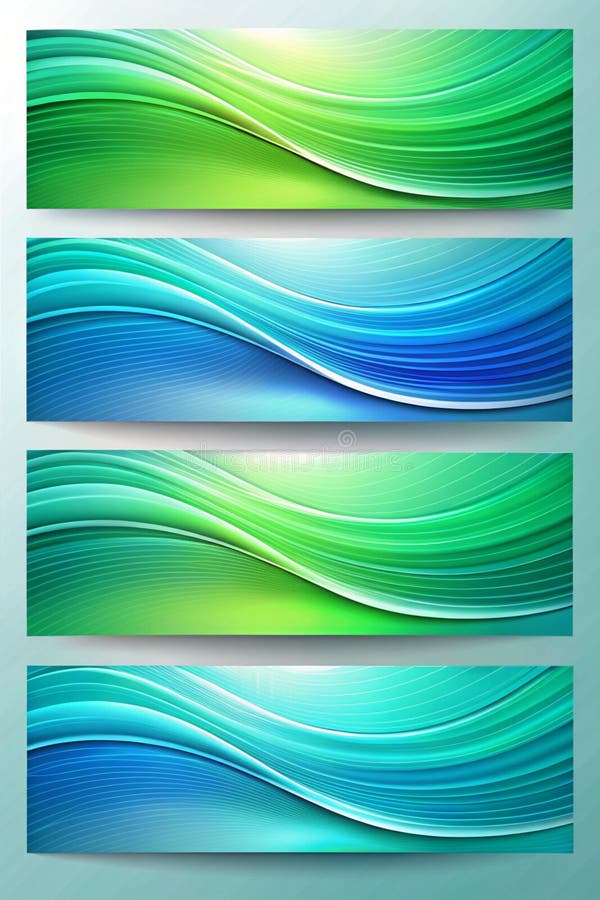 Bright Blue-Green Gradient Wave Banner Stock Illustration ...