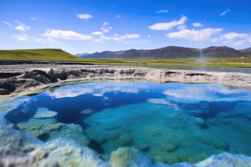 Bright Blue Hot Spring in a Geothermal Field Stock Image - Image of ...