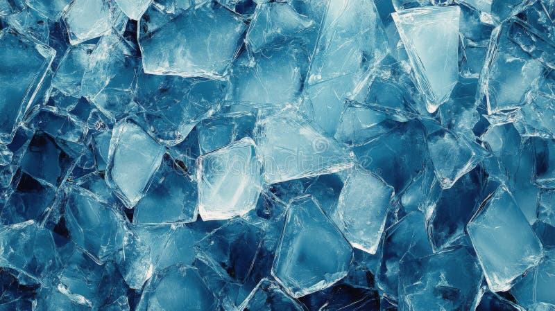 Bright Blue Ice Shards Create a Striking Pattern in a Frozen Landscape ...