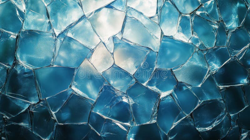 Bright Blue Ice Shards Create a Striking Pattern in a Frozen Landscape ...