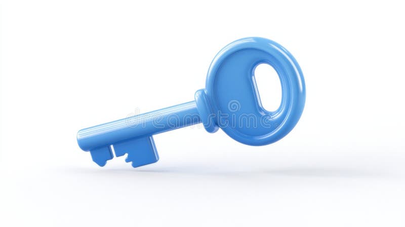 Bright Blue Key Resting on a White Surface for Various Unlocking ...