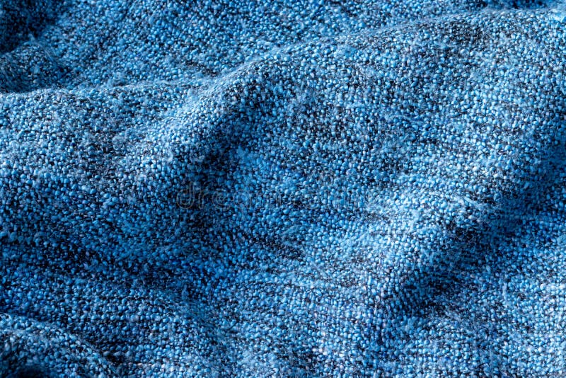 Bright Blue Knitted Fabric Texture. Rough Blanket Background Stock ...