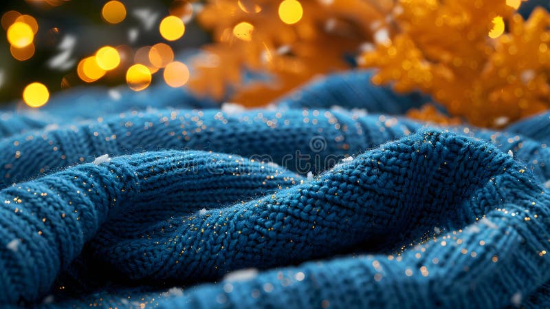 Bright Blue Knitted Sweater with Soft Yarn Texture Stock Image - Image ...