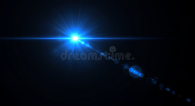 Bright Blue Lens Flare Effect with Light Streaks and Optical Light for ...