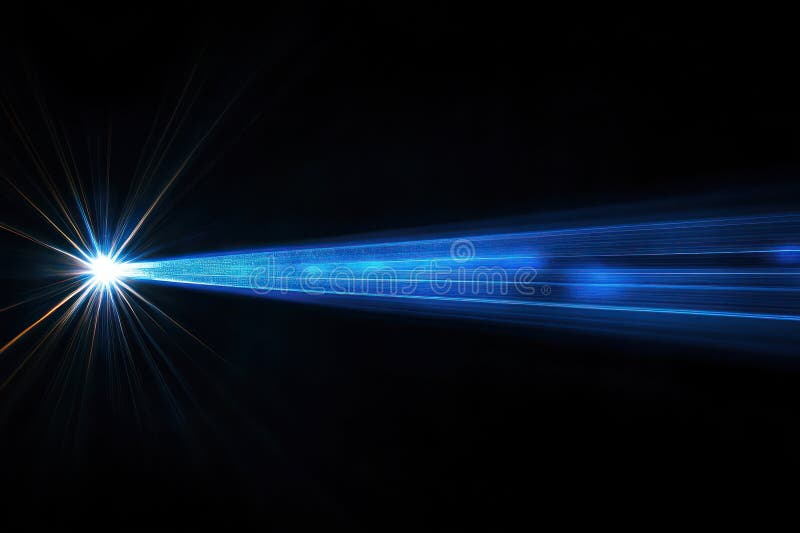 Bright Blue Light Beam on Dark Background Energy Effect Stock Image ...