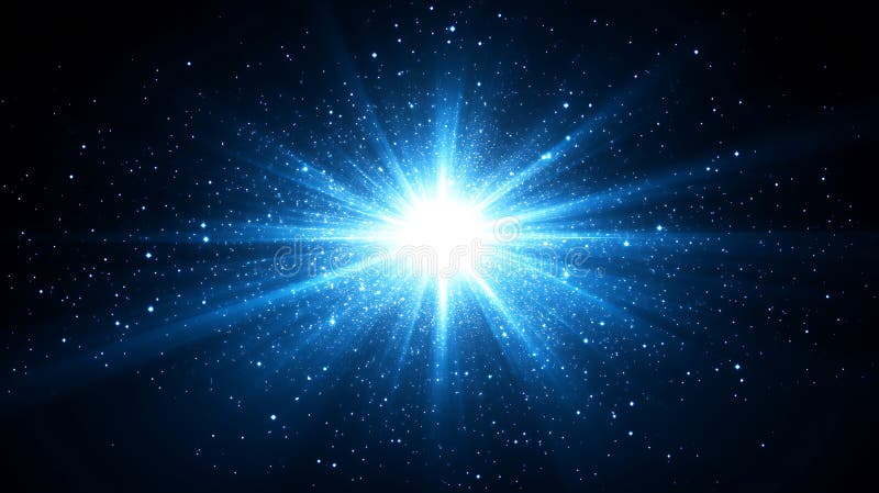 Bright Blue Light Explosion with Sparkling Particles Stock Illustration ...