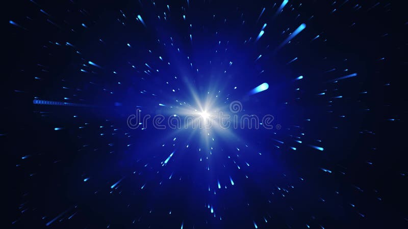 From the Bright Blue Light, Fiery Comets Fly. Animation of Abstract ...