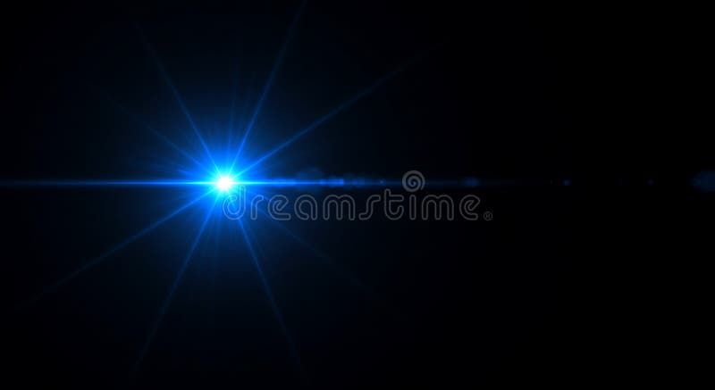 Bright Blue Light Flare Emanating from a Single Point in Darkness Stock ...