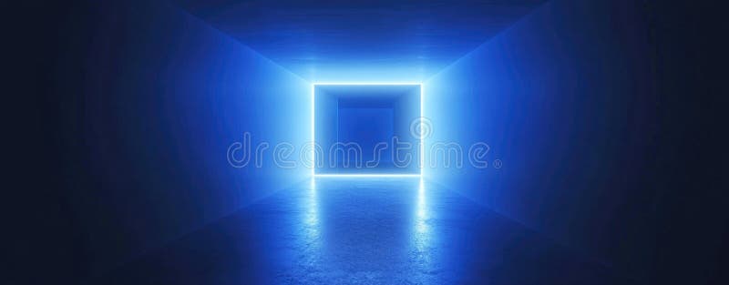 Bright Blue Light Illuminates a Dark Hallway Stock Illustration ...