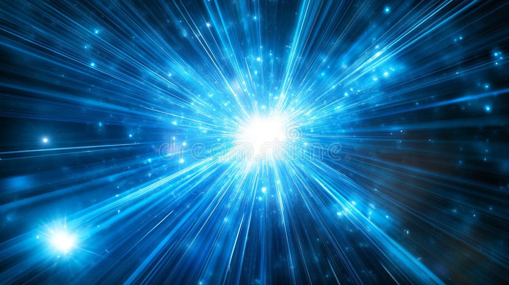 Bright Blue Light Ray and Starburst Background with Speed and Flash ...