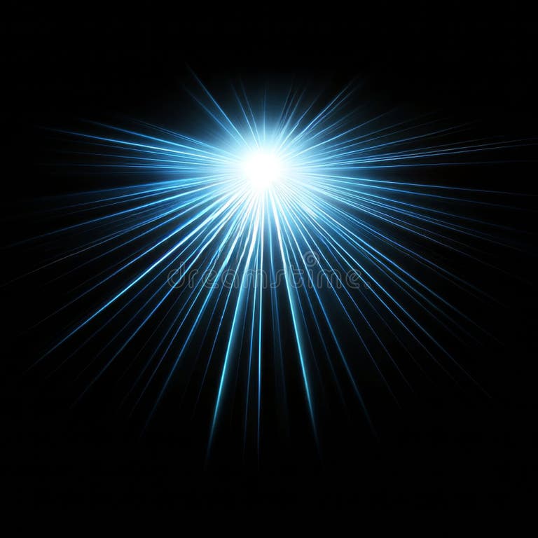 Bright Blue Light Rays Burst on Transparent Background, Star Flash with ...