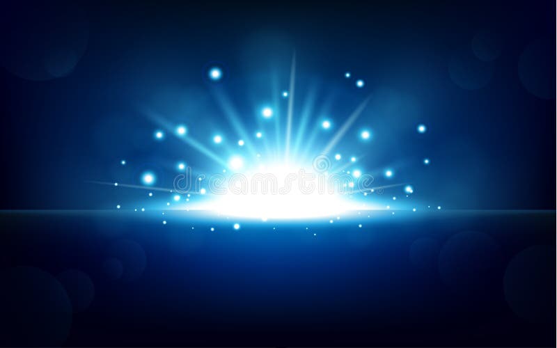 Bright Blue Light Rising from the Black Horizon Stock Vector ...
