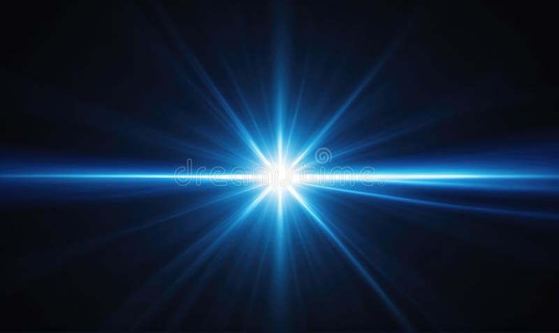 A Bright Blue Light Shines in the Dark, Creating a Starburst Effect ...