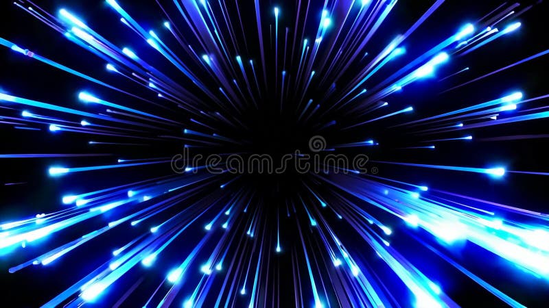 Bright Blue Light Trails on a Black Background, Abstract Energy Concept ...