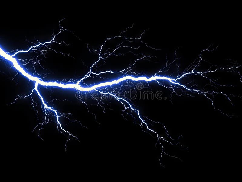 A Bright Blue Lightning Bolt on a Black Background Stock Photo - Image ...
