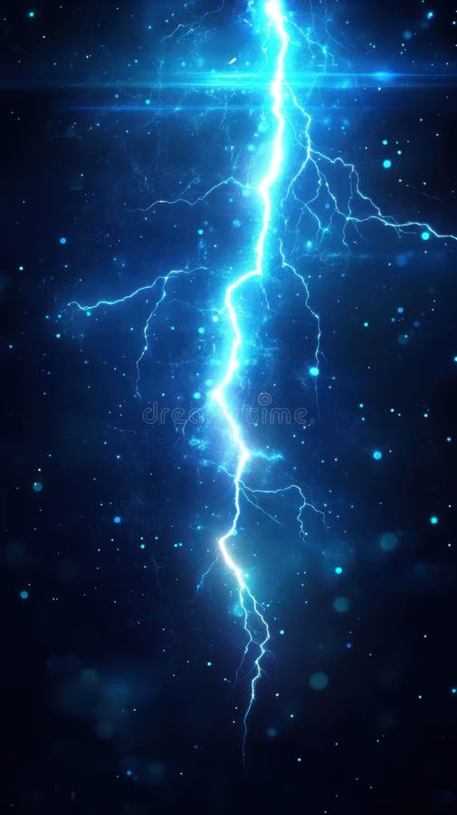 Bright Blue Lightning Bolt Illustration with Glowing Particles and ...