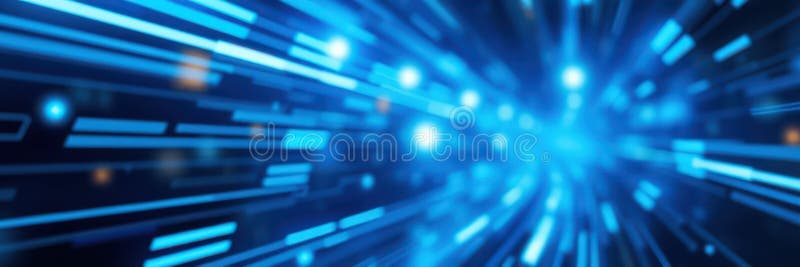 Bright Blue Lights Create a Dynamic Visual Effect of Motion in a Dark ...