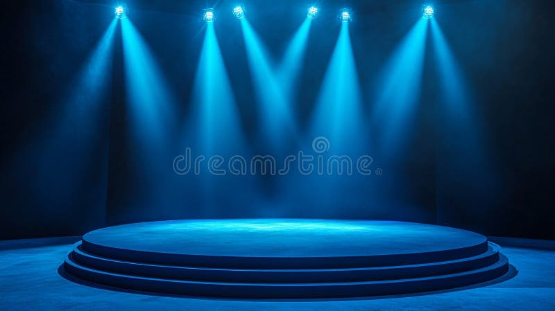 Bright Blue Stage Lights Illuminate a Circular Platform for ...