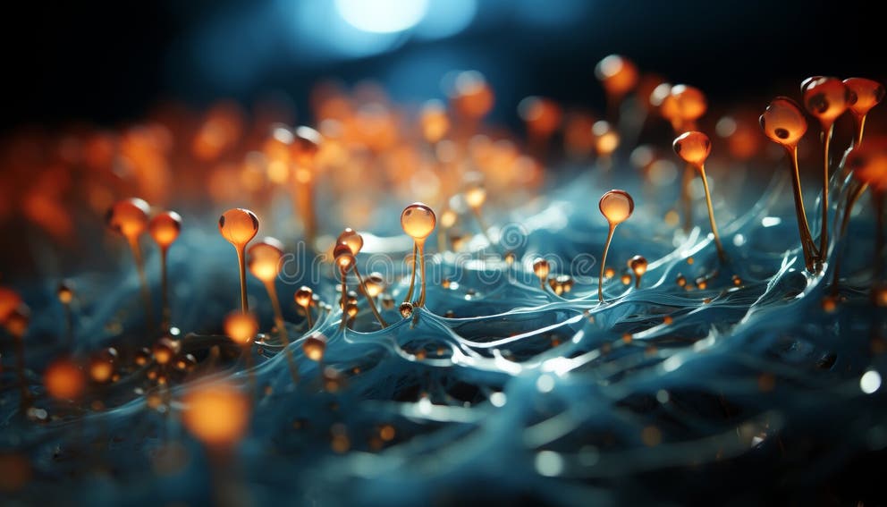 Bright Blue Liquid Drop in Laboratory, Glowing with Vibrant Colors ...