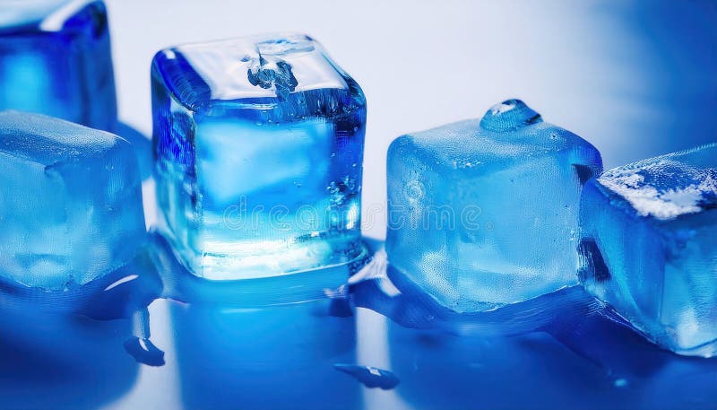 Bright Blue Liquid with Ice Cubes Creates a Refreshing Look Against a ...