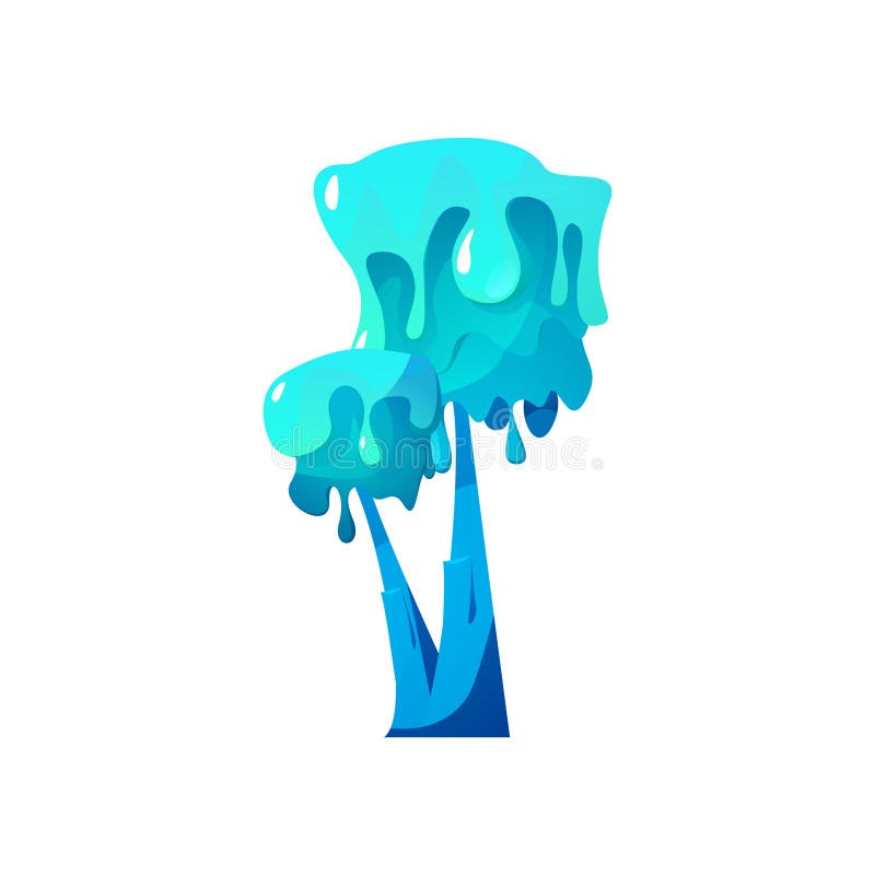 Bright Blue Magic Tree with Slimed Crown Flat Style, Vector ...