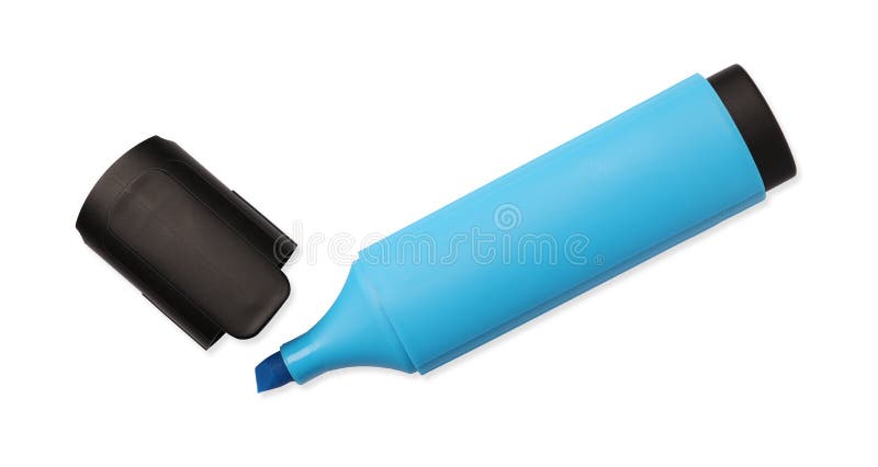 Bright Blue Marker Isolated on White, Top View Stock Photo - Image of ...