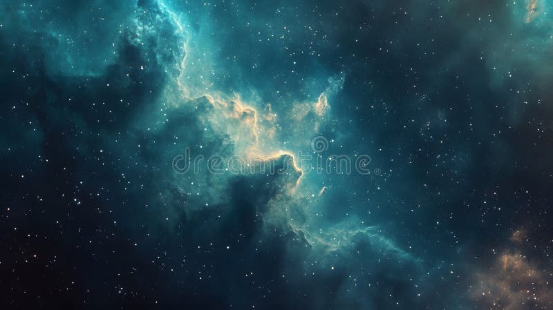 Cosmic Nebula Teal Space Background Stars Galaxy AI Generated. Stock ...